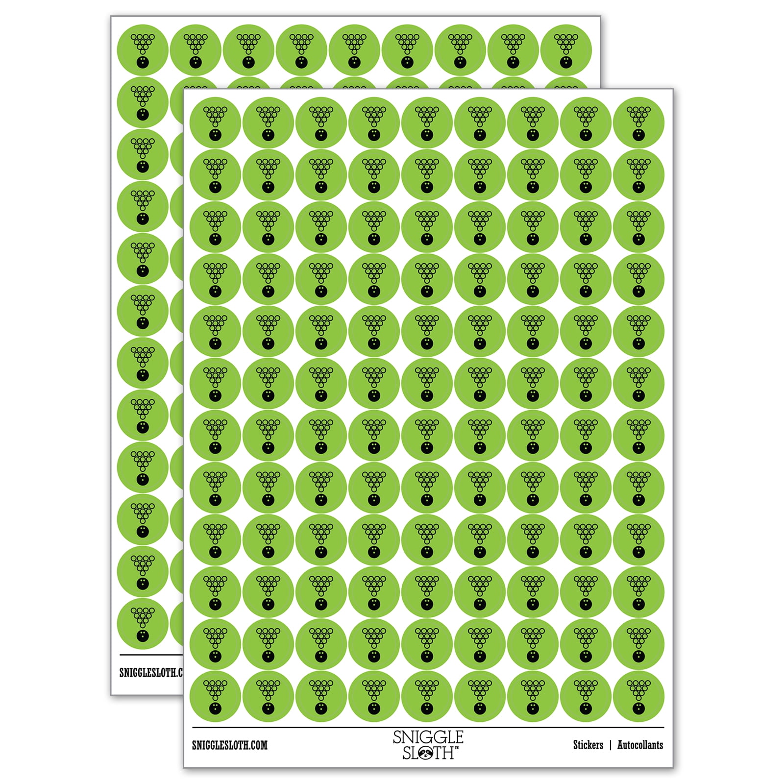 Bowling Ball Rolling Towards Pins 200+ Round Stickers - Light Green ...