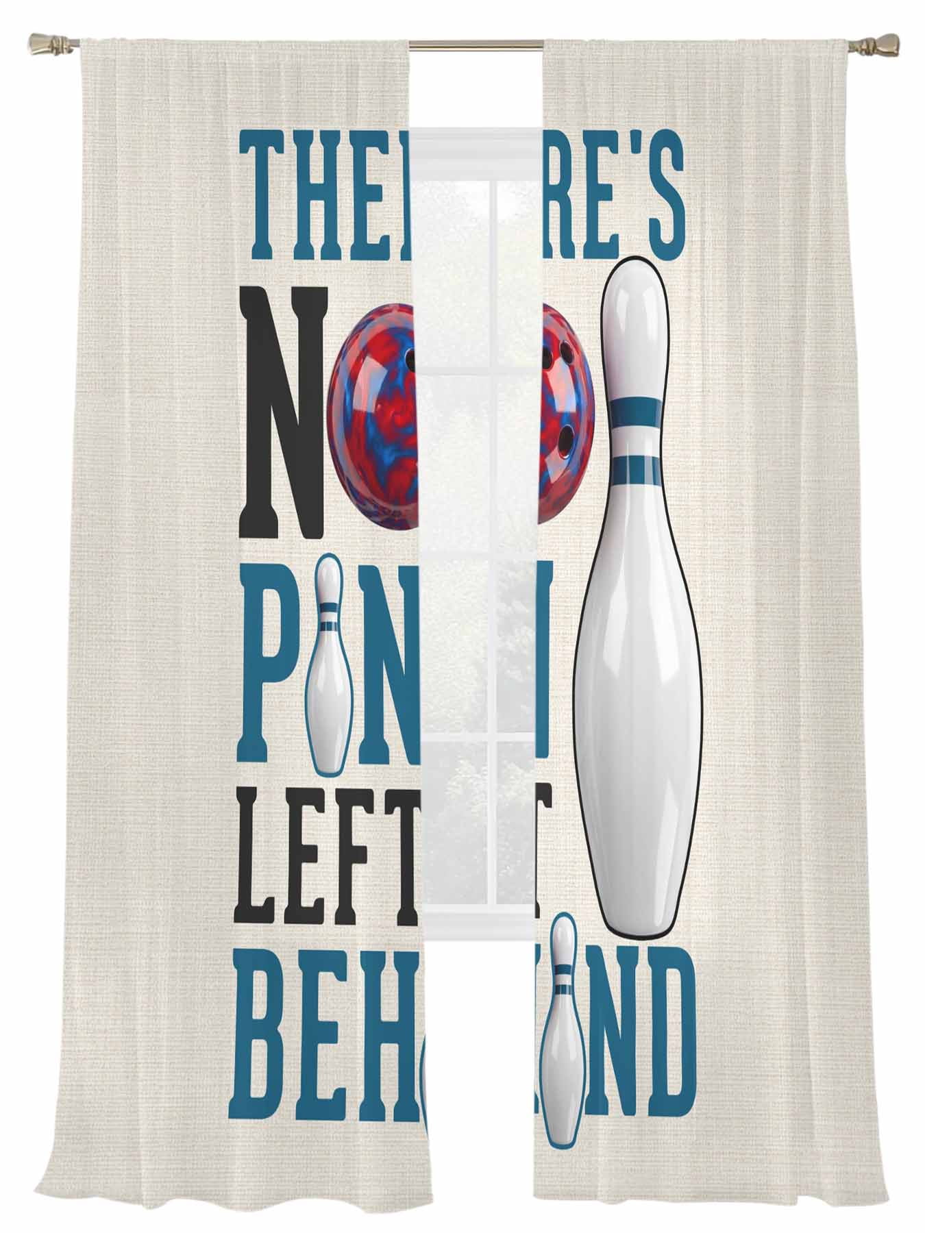 Bowling Ball Sheer Curtains 2 Panels Set There's No Pin Left Behind ...