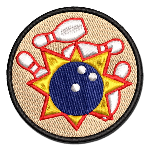 Bowling Ball Strike Pins Applique Multi-Color Embroidered Iron-On Patch ...