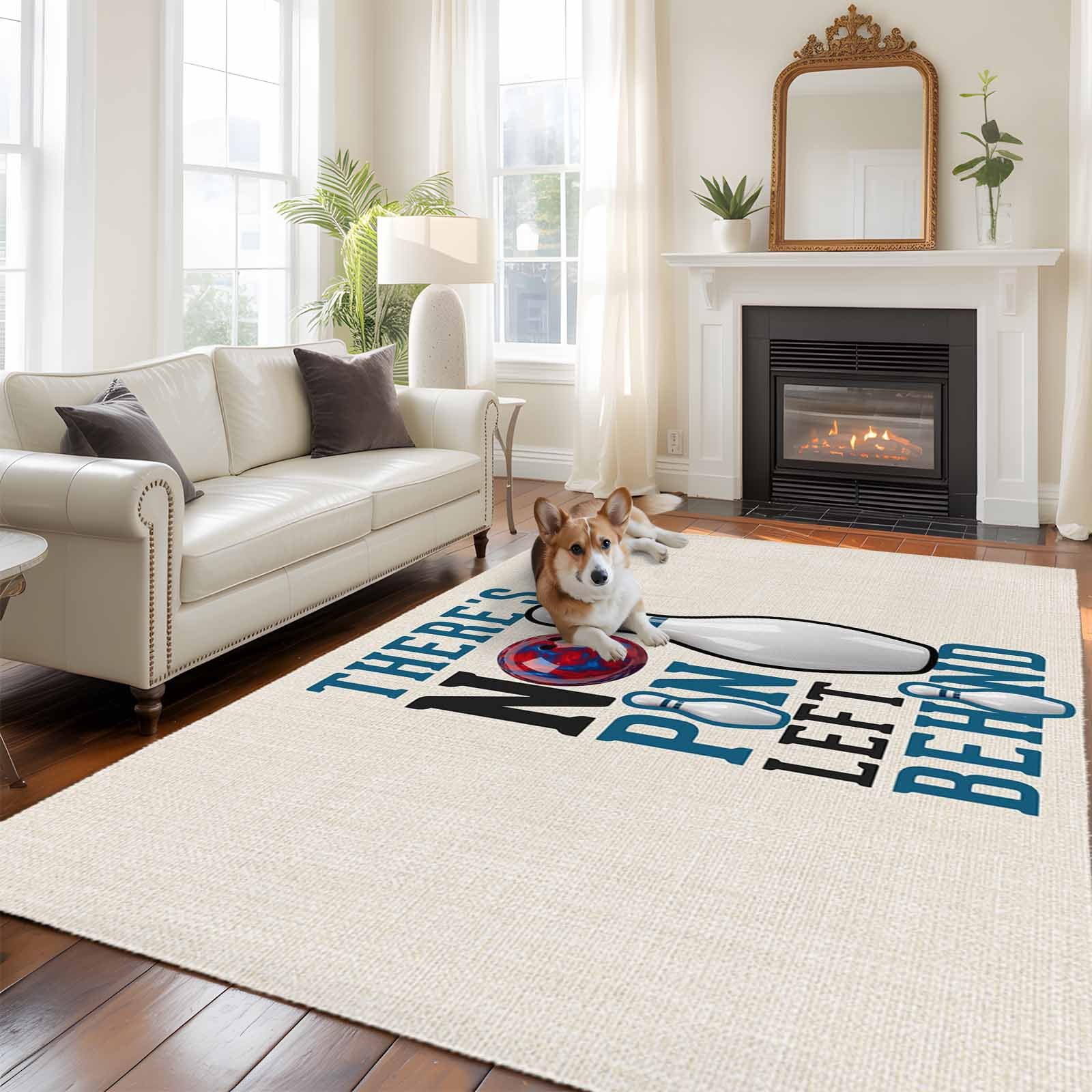 Bowling Ball Washable Area Rug 5x7 There's No Pin Left Behind Linen ...