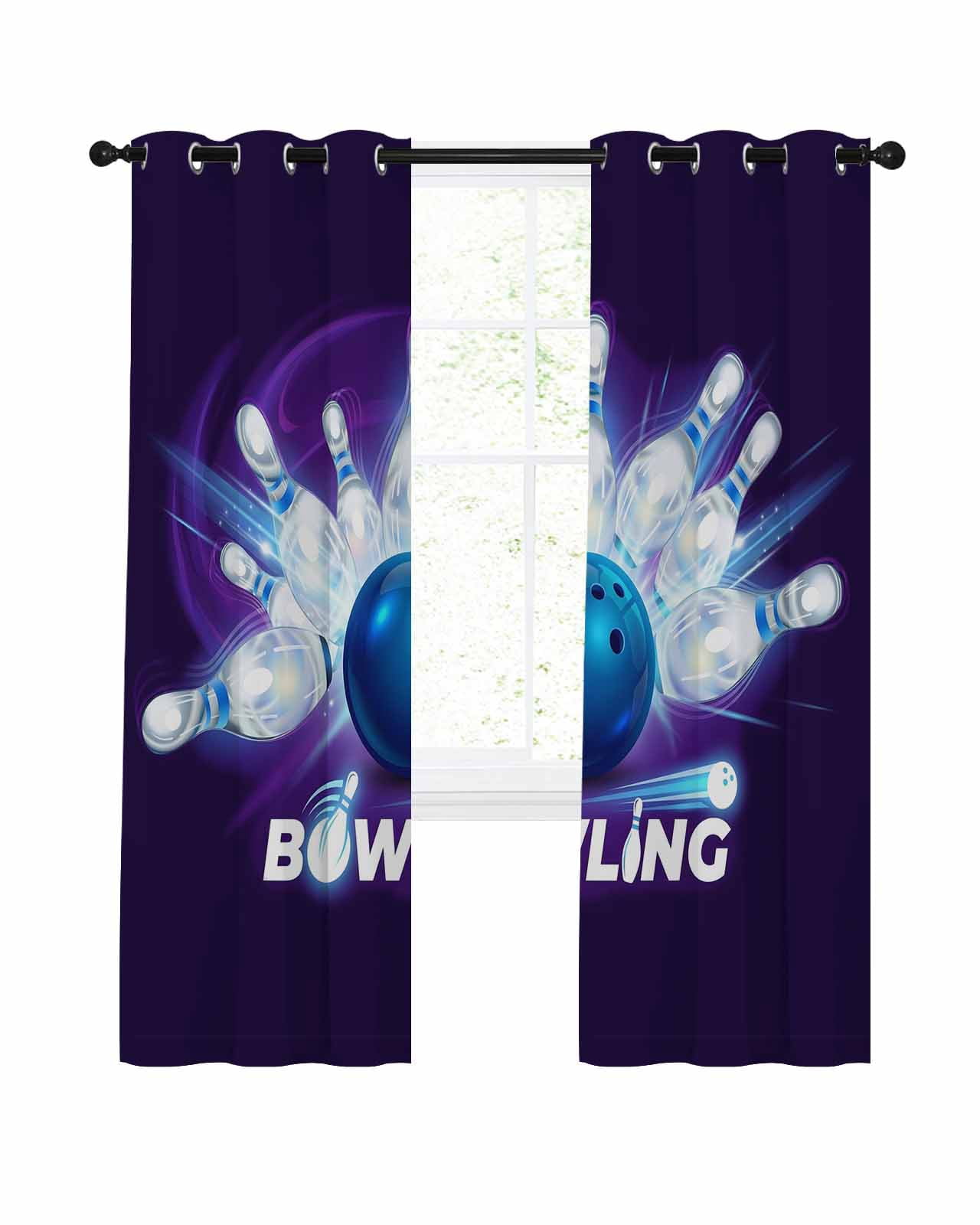 Bowling Balls Blackout Curtains 84 Inch Length Abstract Blue Bowling ...