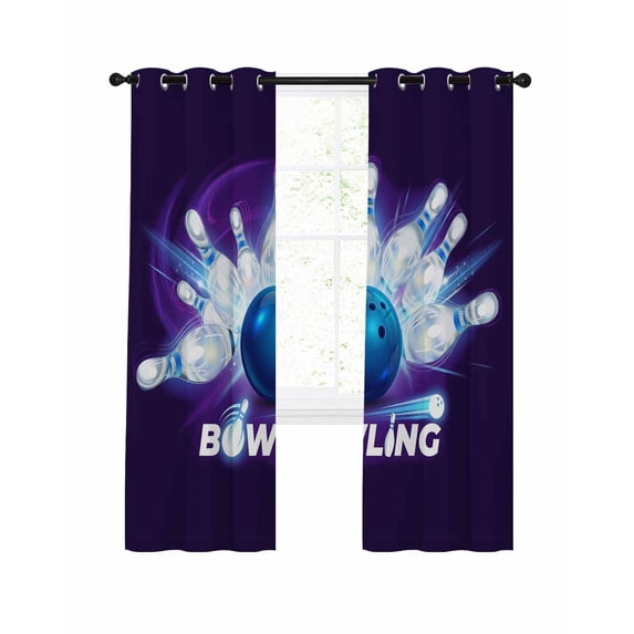 Bowling Balls Blackout Curtains 84 Inch Length Abstract Blue Bowling ...