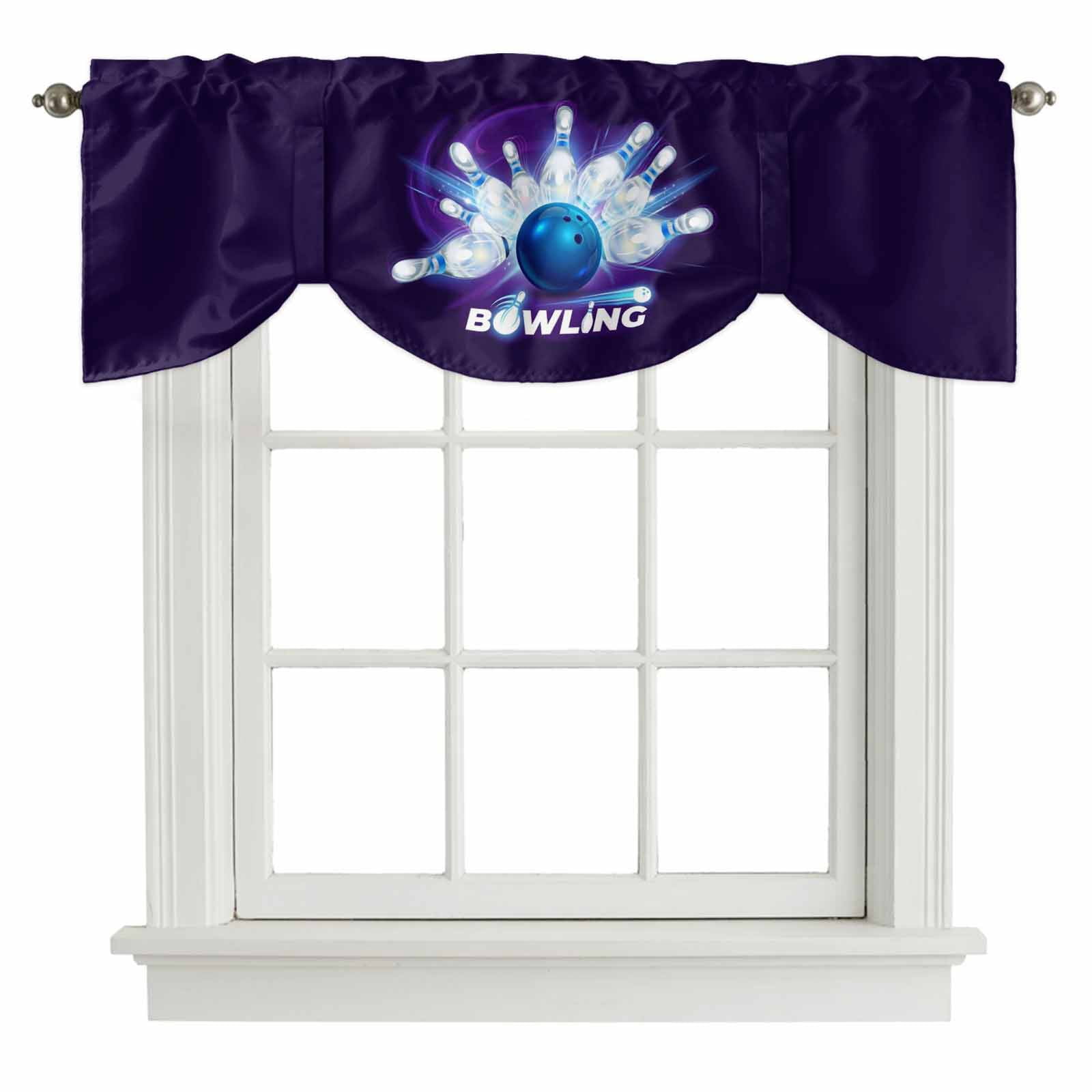 Bowling Balls Tie Up Valance Curtains Abstract Blue Bowling Ball ...