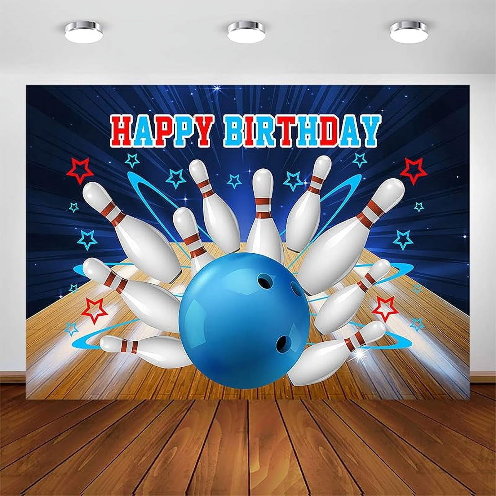 Bowling Birthday Party Backdrop for Boys Football Party Decorations ...