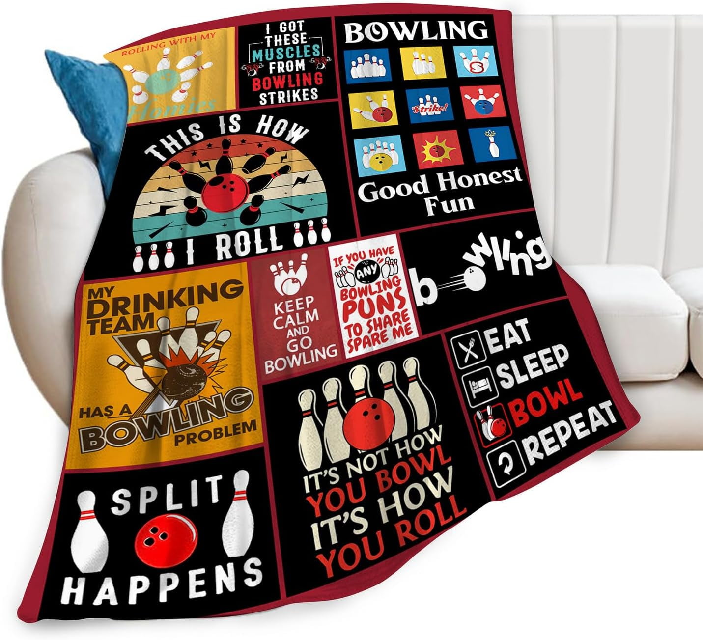Bowling Blanket Sports Ball Throw Blankets Plush Cozy Flannel Fleece ...