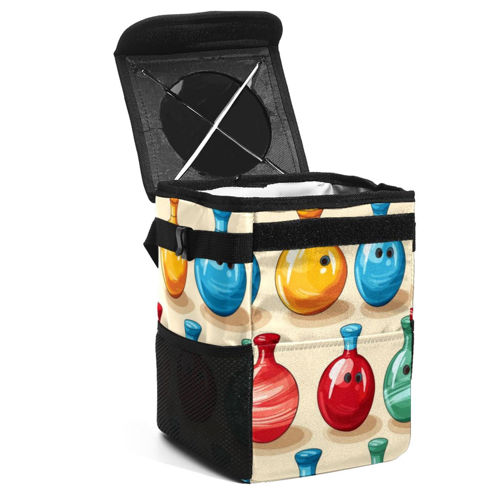 Bowling Car Trash Bin - Foldable with Lid, Leak-Proof, Hanging Storage ...