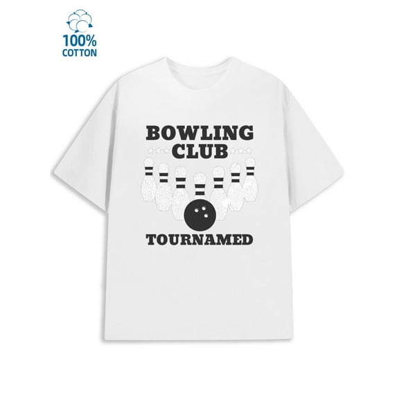 Bowling Club Tee men battle 180G 100% Cotton white Leisure design sense ...