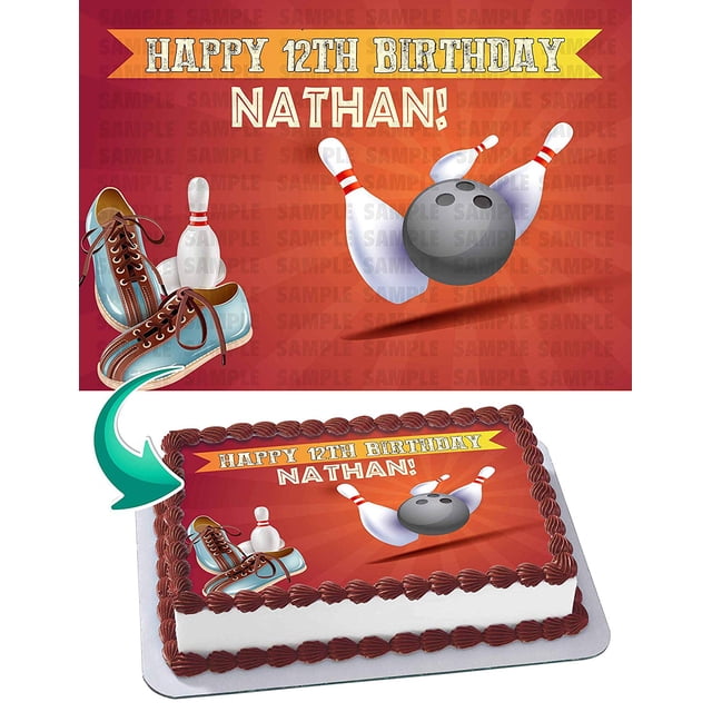 Bowling Edible Cake Image Topper Personalized Birthday Party 1/4 Sheet ...