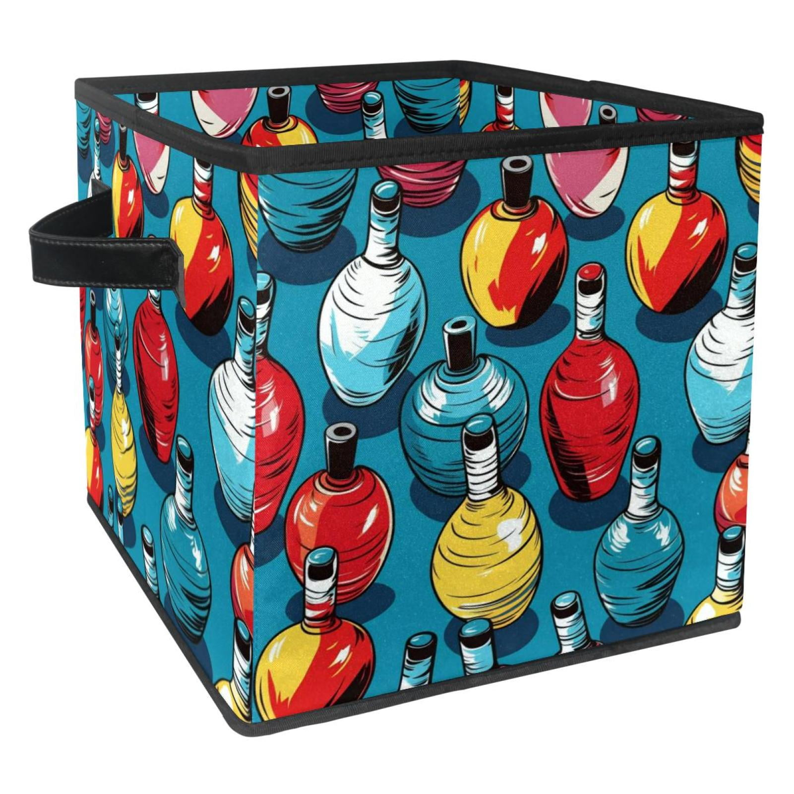 Bowling Foldable Storage Baskets with Handle, 10.8"x10.5"x10.6", Large ...