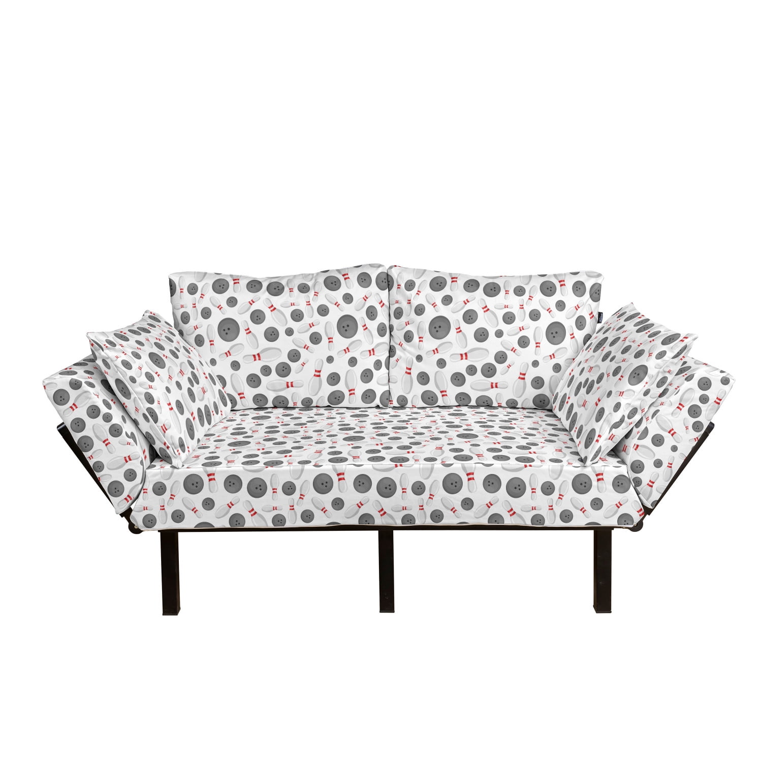 Bowling Futon Couch, Realistic Graphic Game Scattered on Plain Backdrop ...
