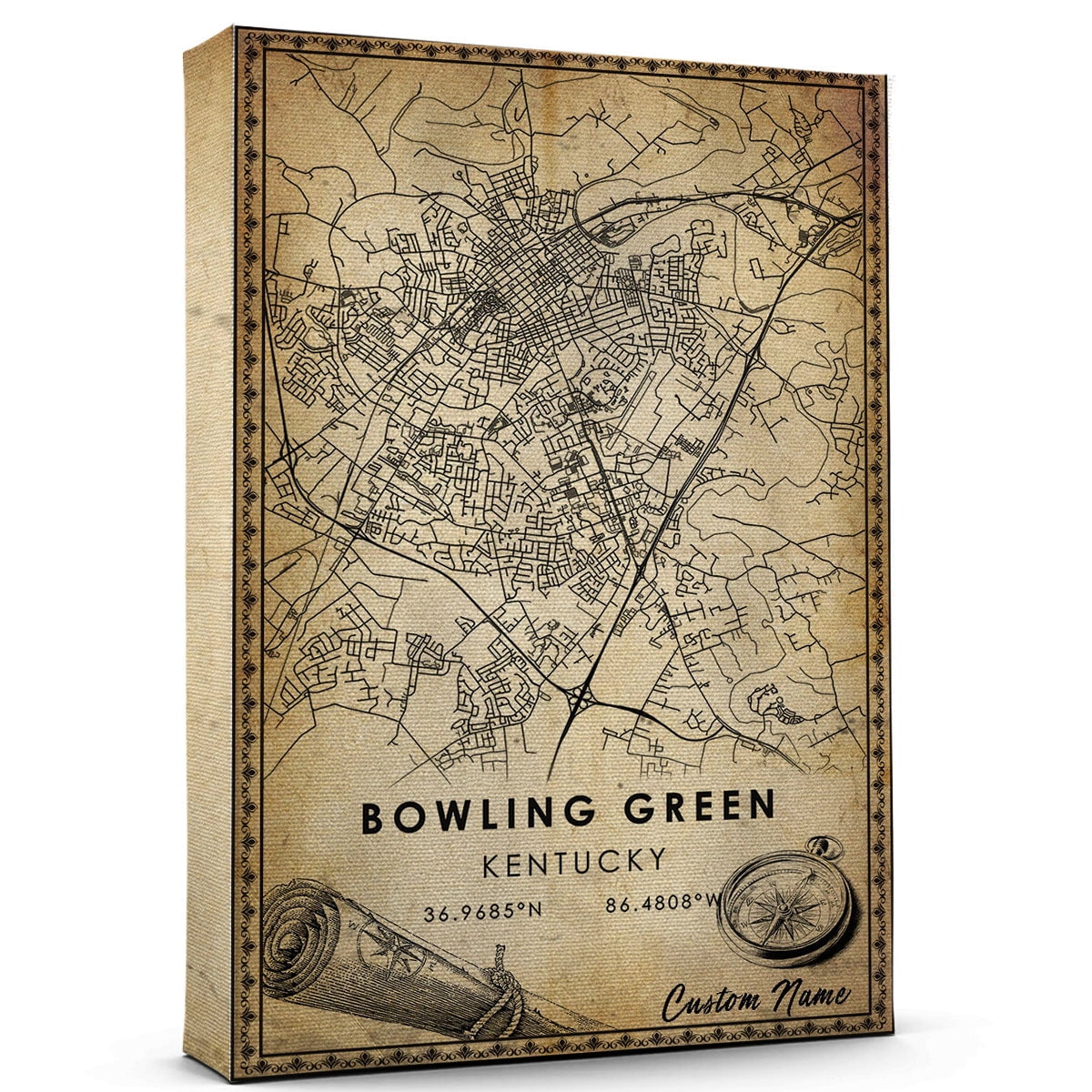 Bowling Green Map Poster, Kentucky Map Art Poster, Canvas, Bowling ...
