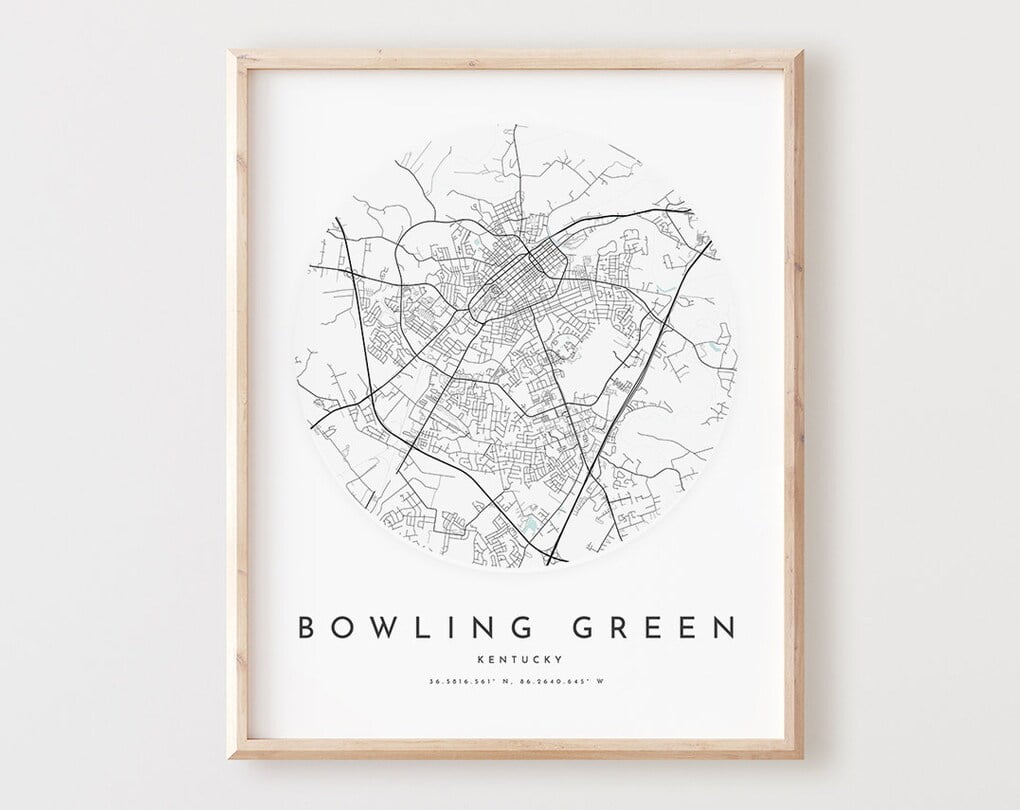 Bowling Green Map Print, Bowling Green Map Poster City Wall Art, Ky ...