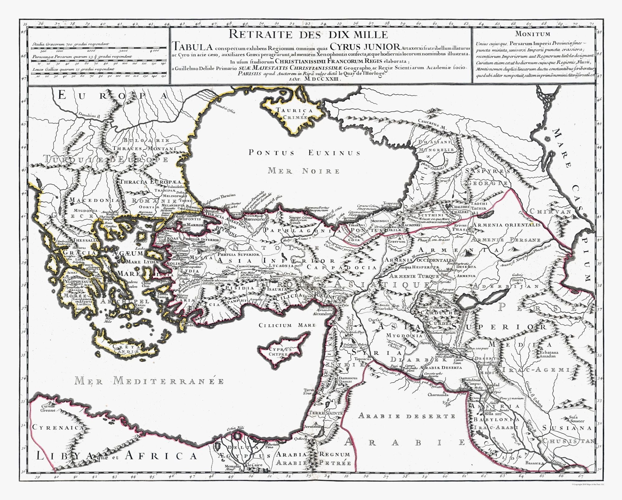 Historic Map - Middle East Turkey Greece Iraq - De L'isle 1731 - 28.60 ...