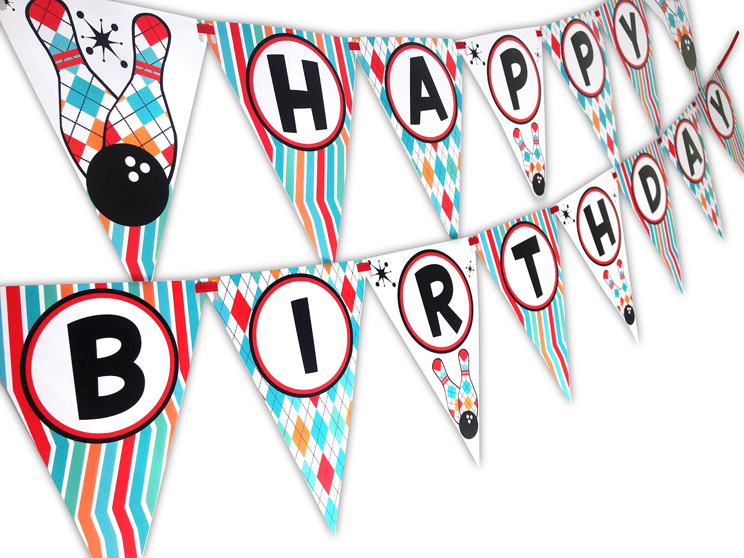 Bowling Happy Birthday Banner Pennant - Walmart.com