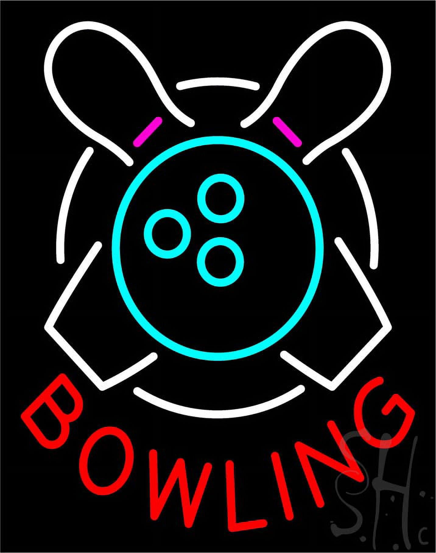 Bowling LED Neon Sign 15 x 19 - inches, Black Square Cut Acrylic ...