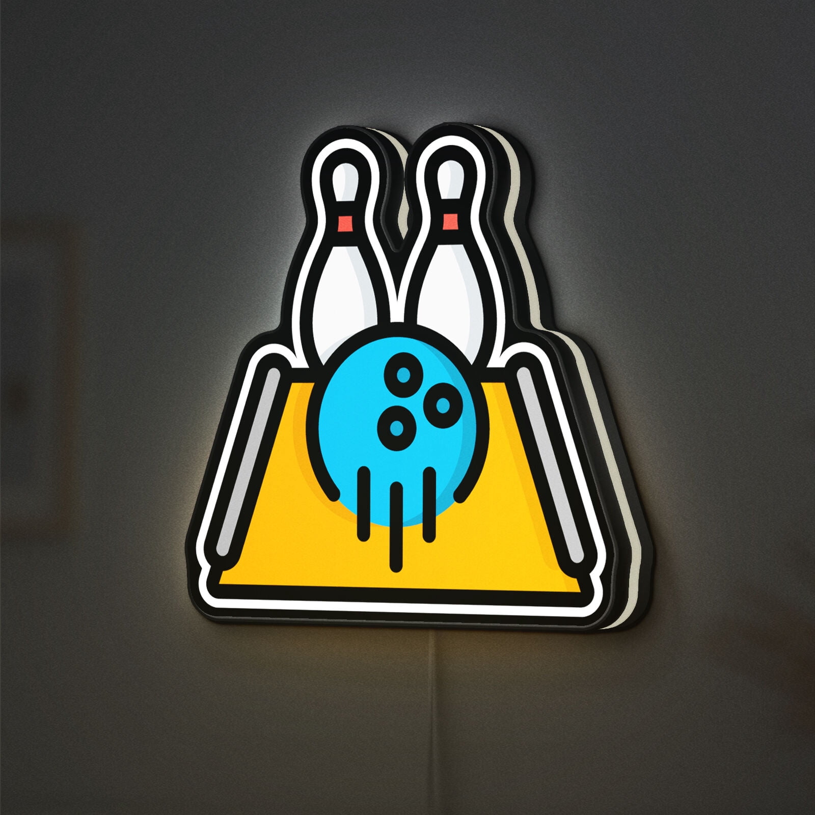 Bowling Lanes 3D Novelty Light Box, Strike and Pins Wall Art, Fun Decor ...
