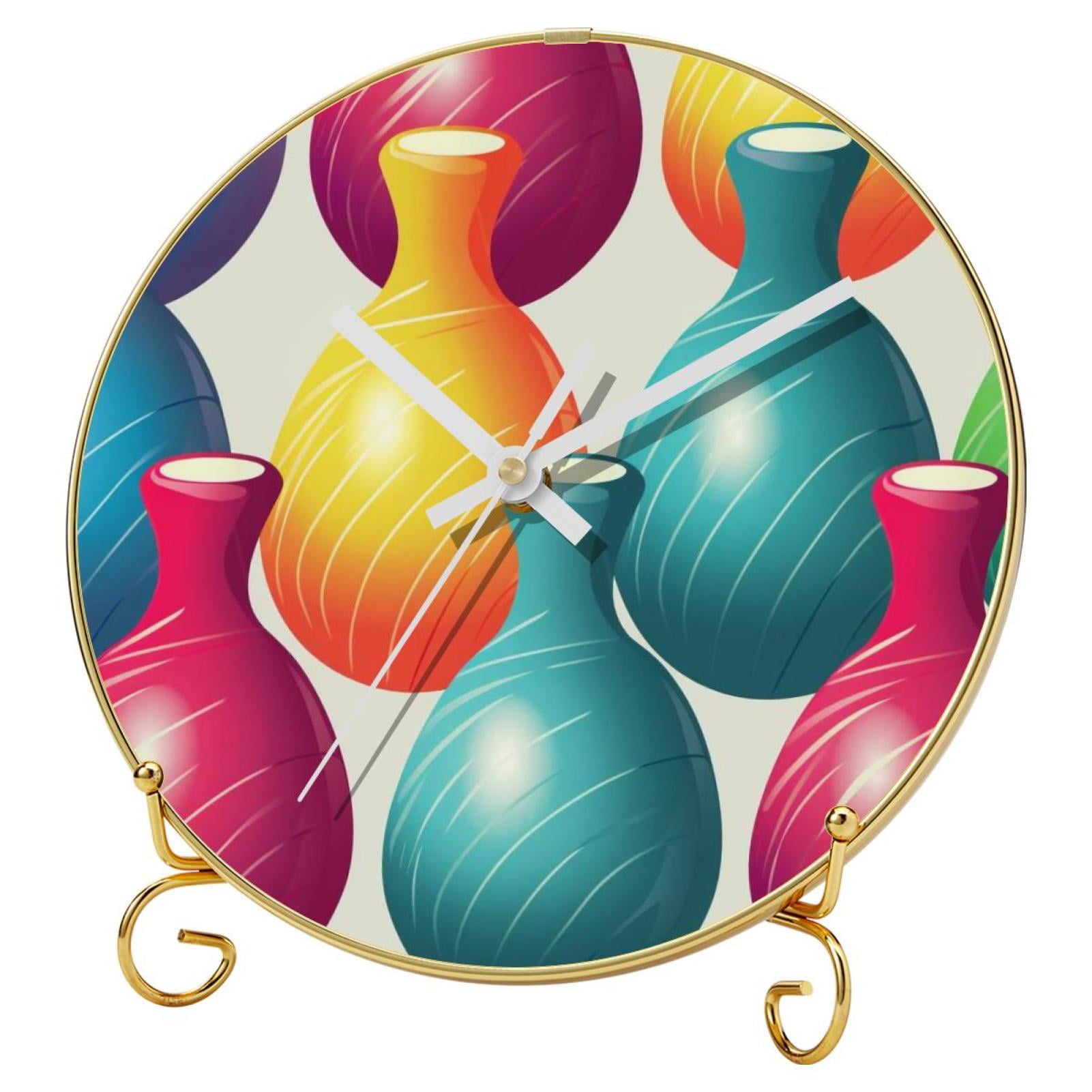 Bowling Modern Round Wall Clock with Hooks and Gold Stand - Silent Non ...