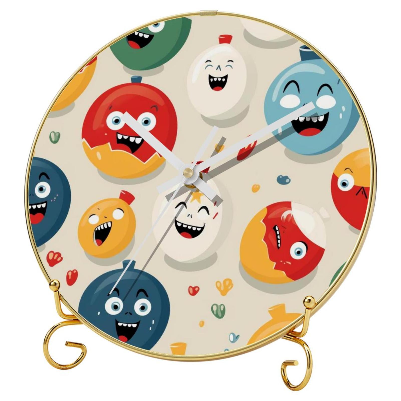 Bowling Modern Round Wall Clock with Printed Design, Hooks and Gold ...