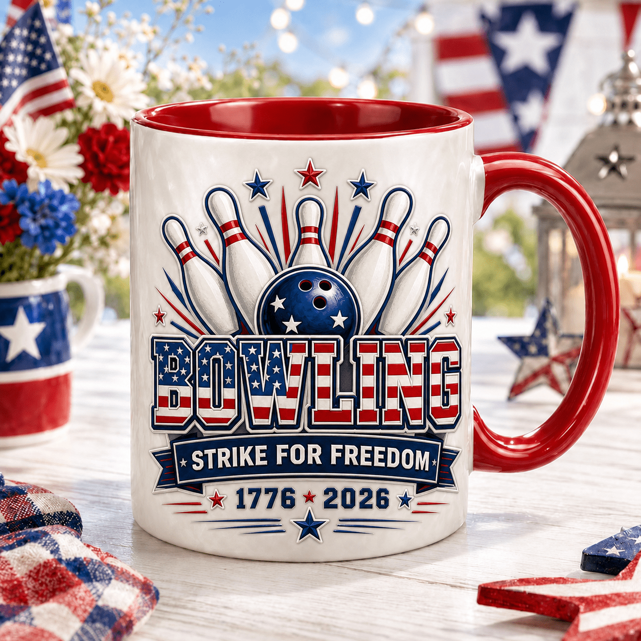 Bowling Mug Patriotic Strike for Freedom Design, Patriotic Bowler Gift ...