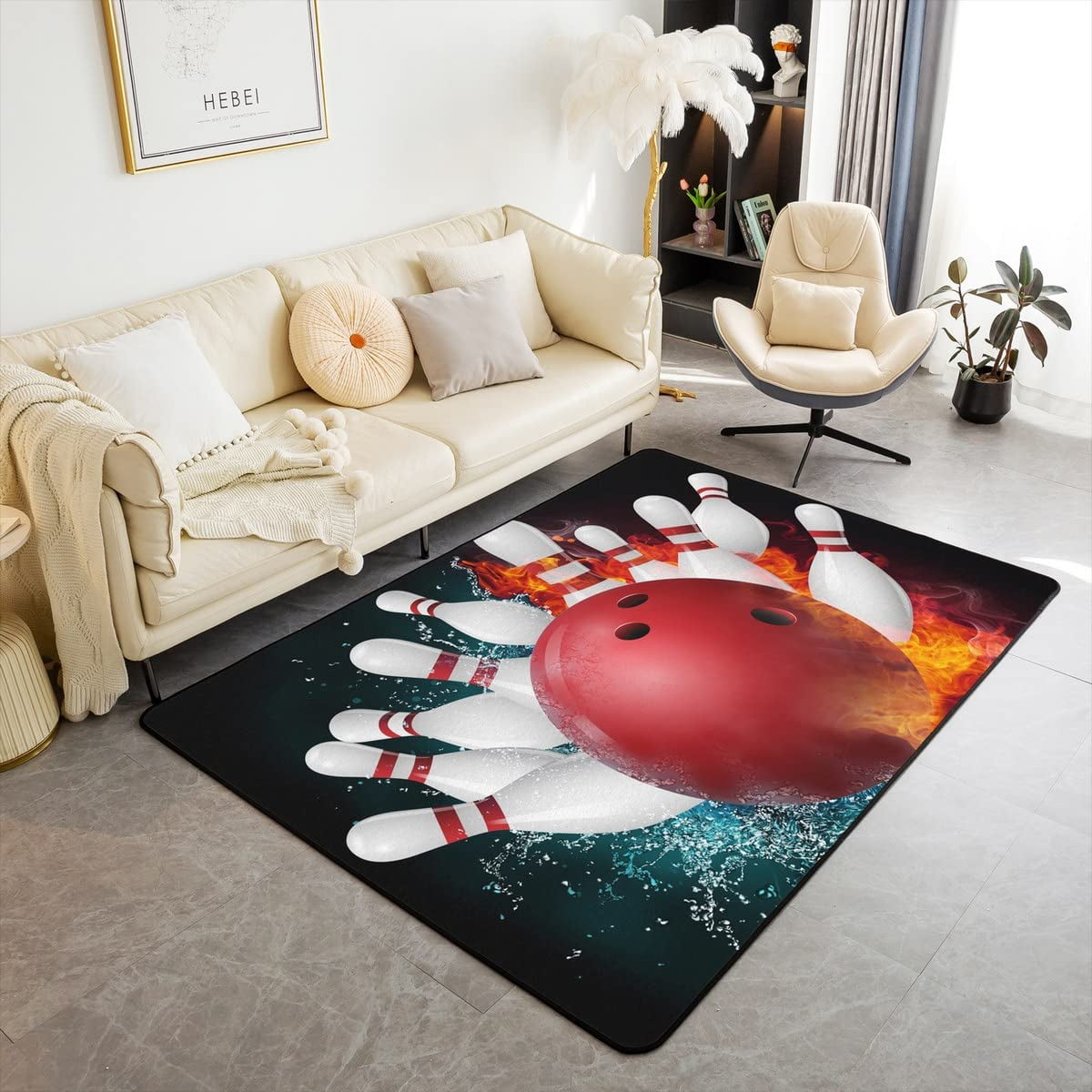 Bowling Party Area Rug for Bedroom Living Room r Bowling Ball Carpet ...