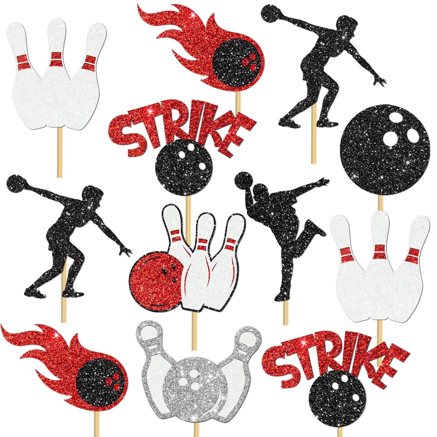 Bowling Party Centerpiece Sticks Glitter Bowling AIS1 Strike Up ...