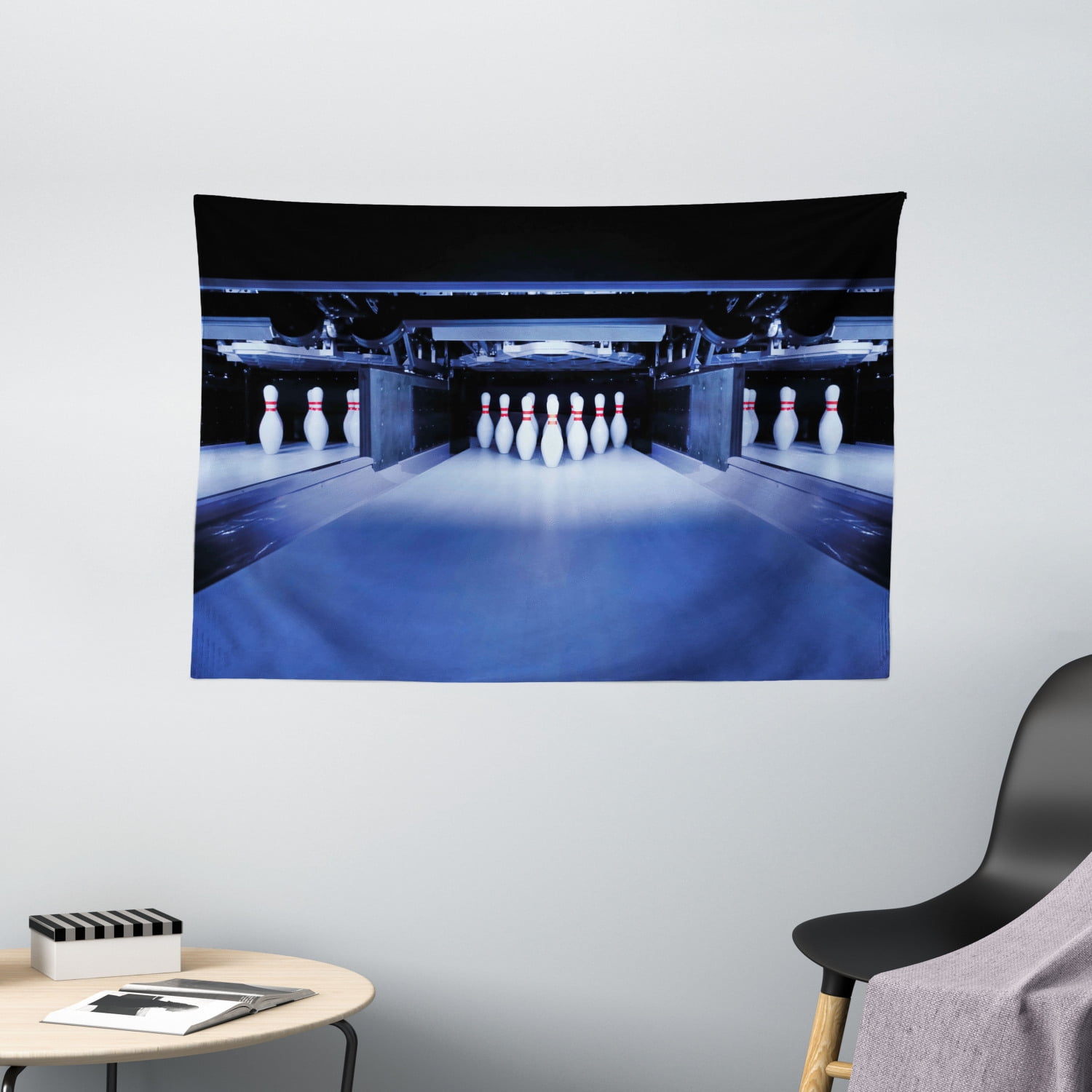Bowling Party Decorations Tapestry, Symmetric Bowling Pins on Empty ...