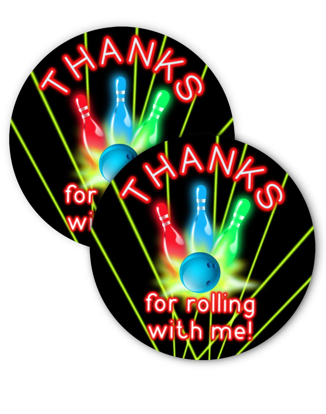 Bowling Party Favor Stickers KEF16 - 20 Favor Bag Stickers - Bowling ...