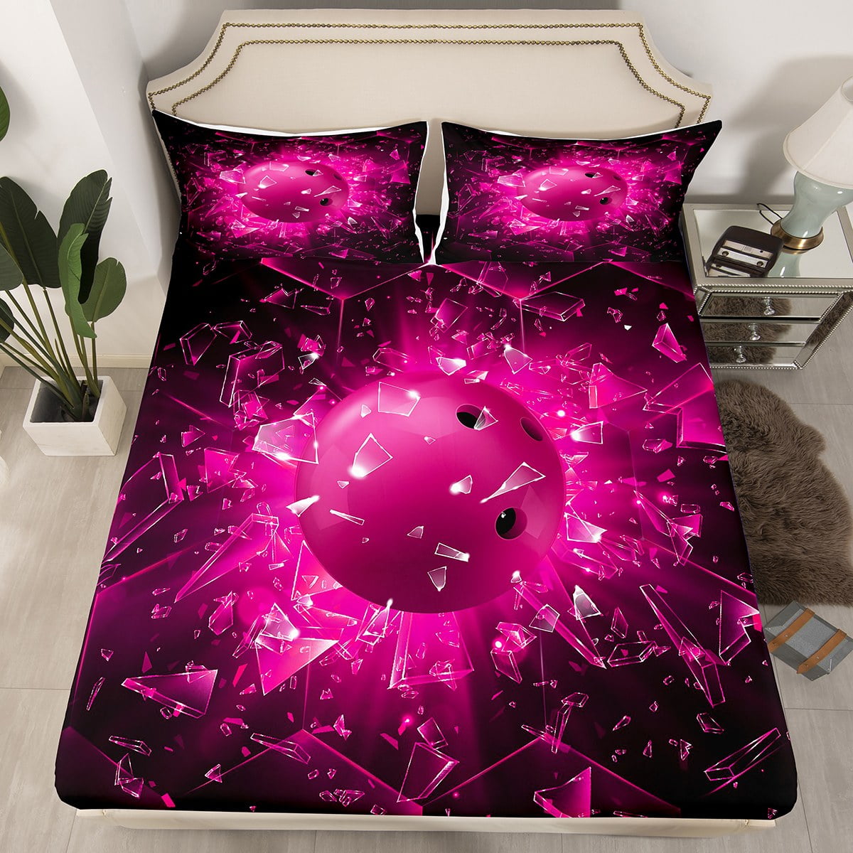 Bowling Party Fitted Sheet Full Size for Teens Boys Bedroom Decor,Kids ...