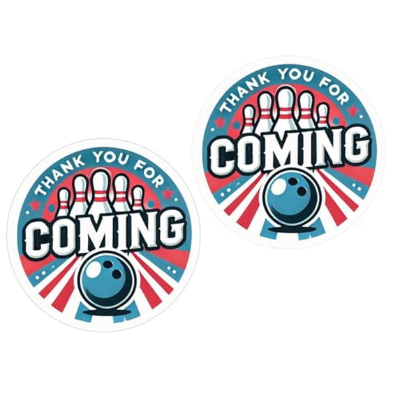 Bowling Party Thank You Stickers - 2 Inch Round, 24-Pack | Bowling ...