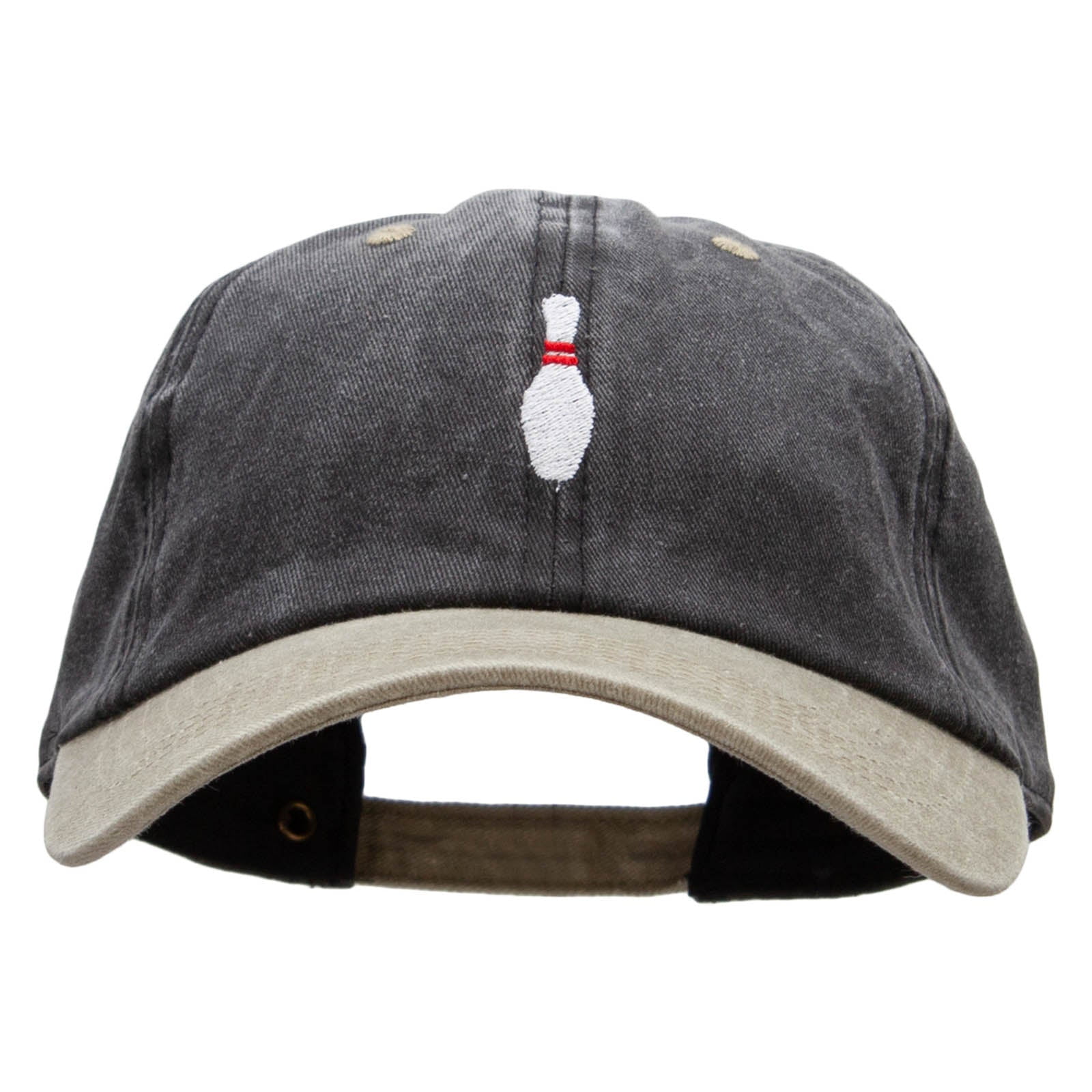 Bowling Pin Embroidered Pigment Dyed Wash Caps - Black Khaki OSFM ...