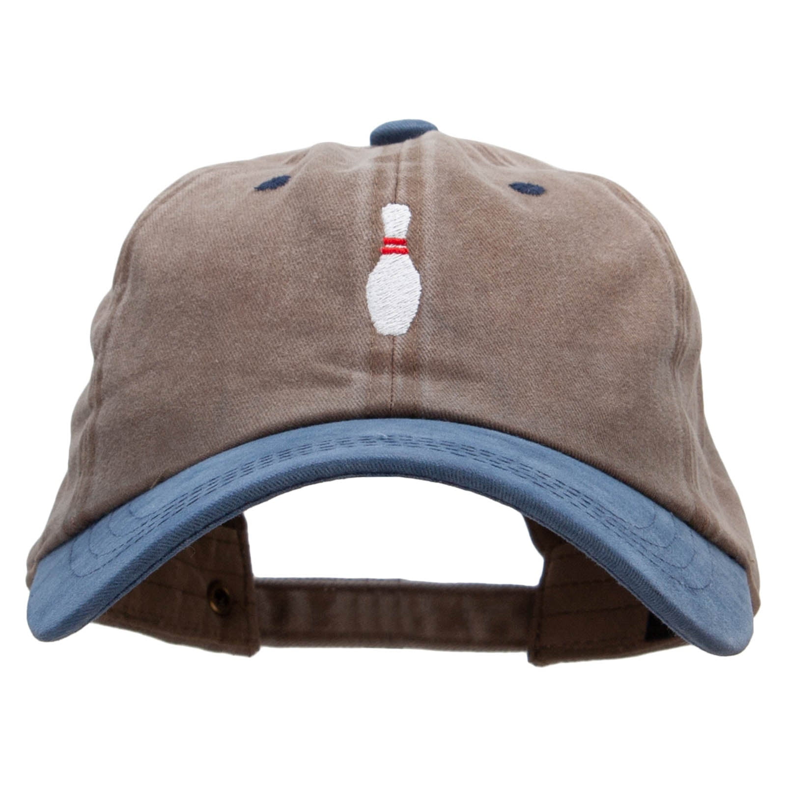 Bowling Pin Embroidered Pigment Dyed Wash Caps - Khaki Navy OSFM ...