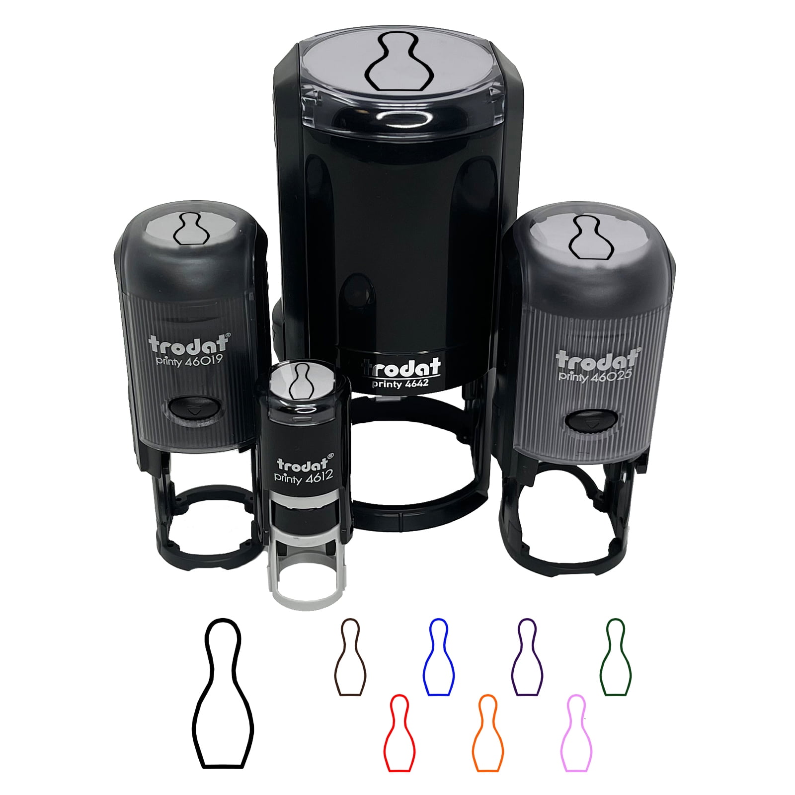 Bowling Pin Outline Self-Inking Rubber Stamp Ink Stamper - Fuchsia Ink ...