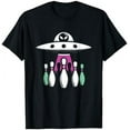 Bowling Pins Abduction Alien UFO - Funny Alien Invasion T-Shirt ...