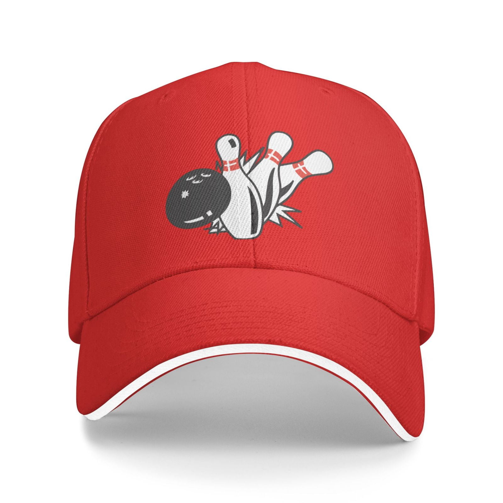 Bowling Pins Logo Unisex Adult Baseball Caps Adjustable Sandwich Cap ...