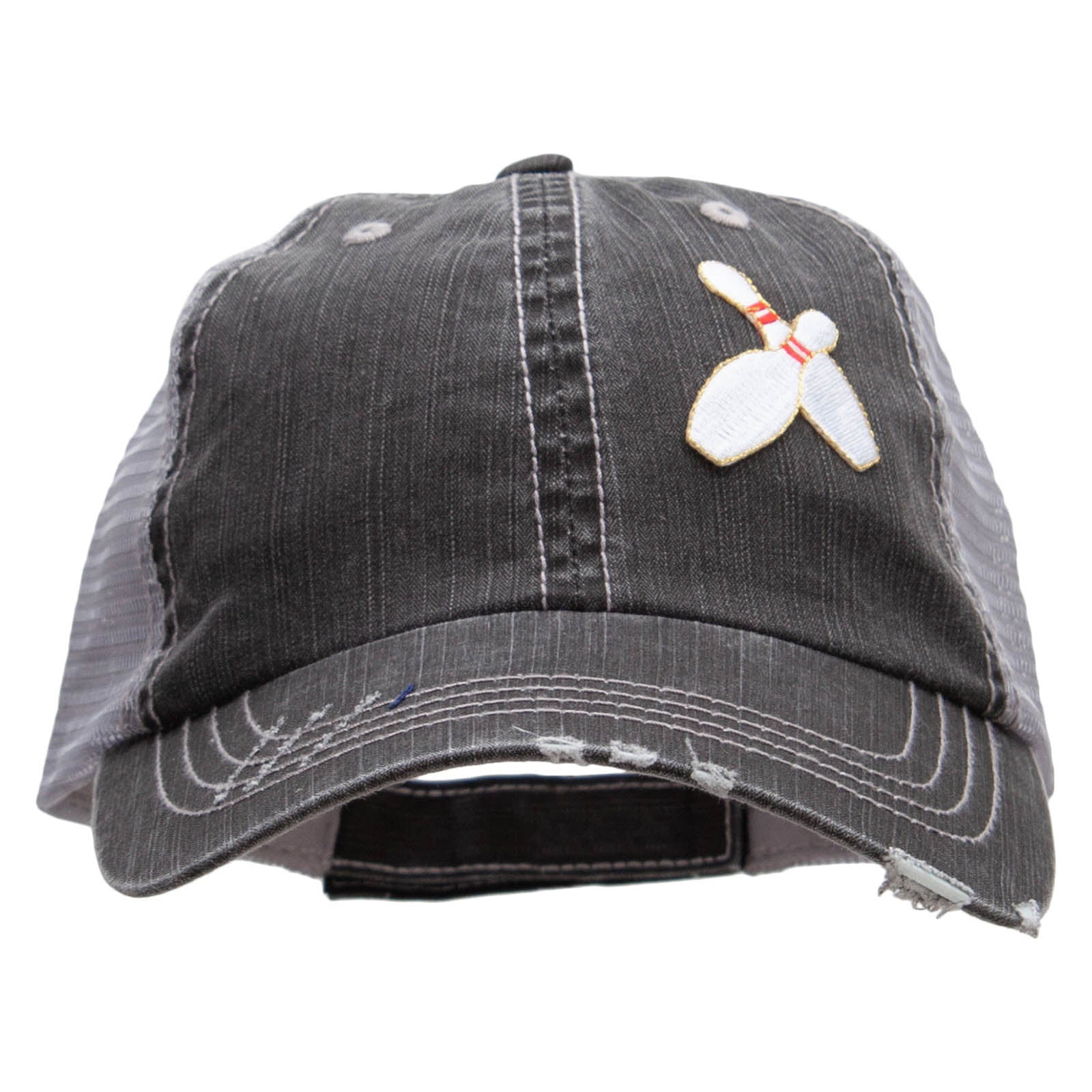 Bowling Pins Patched Low Profile Special Cotton Mesh Cap - Black OSFM ...