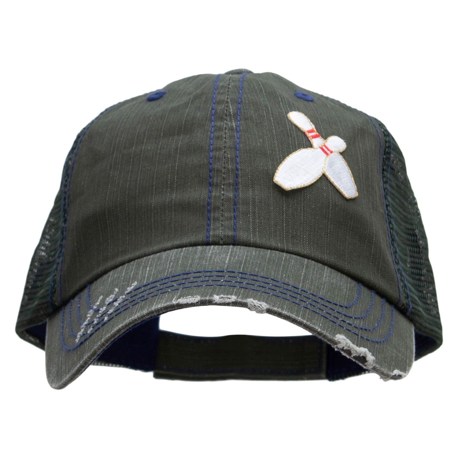 Bowling Pins Patched Low Profile Special Cotton Mesh Cap - Green OSFM ...