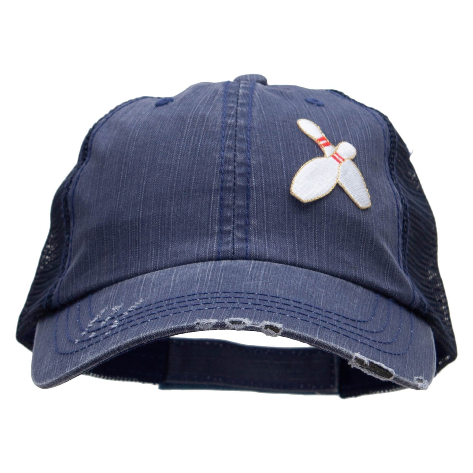 Bowling Pins Patched Low Profile Special Cotton Mesh Cap - Navy OSFM ...