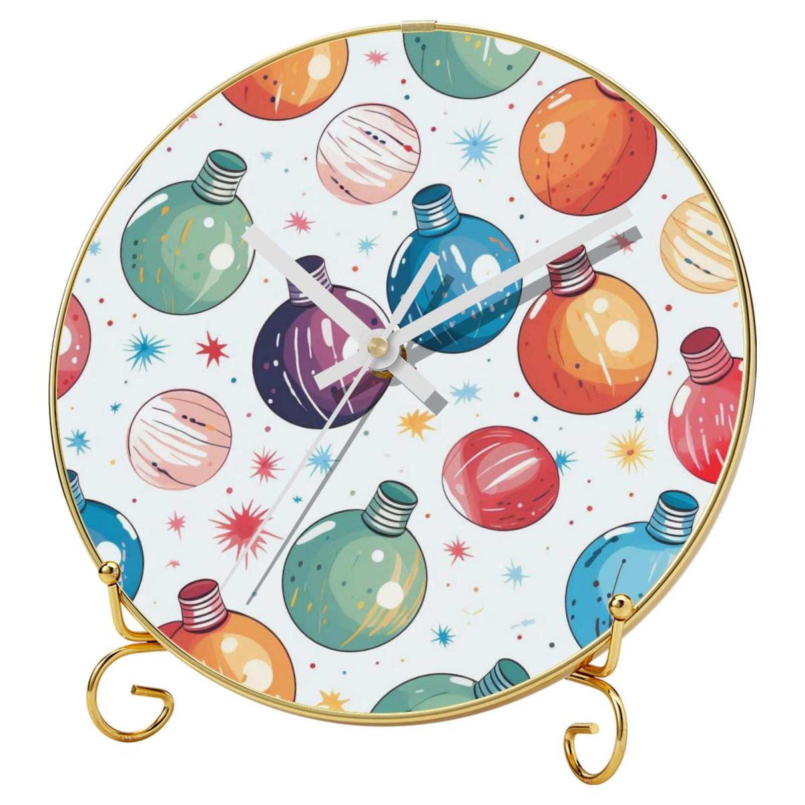 Bowling Round Printed Wall Clock with Hooks and Gold Stand - Silent Non ...