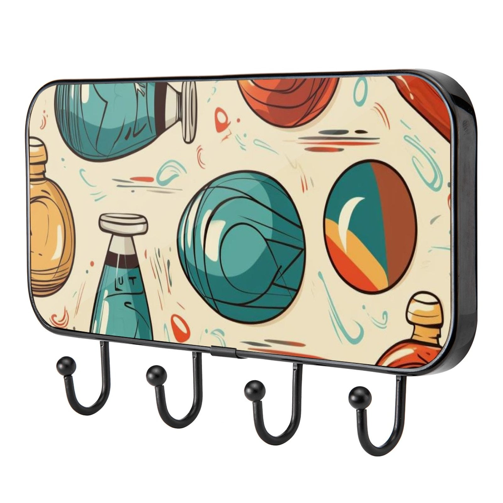 Bowling Self Adhesive Key Holder Rack with Tempered Film, MDF, and Iron ...