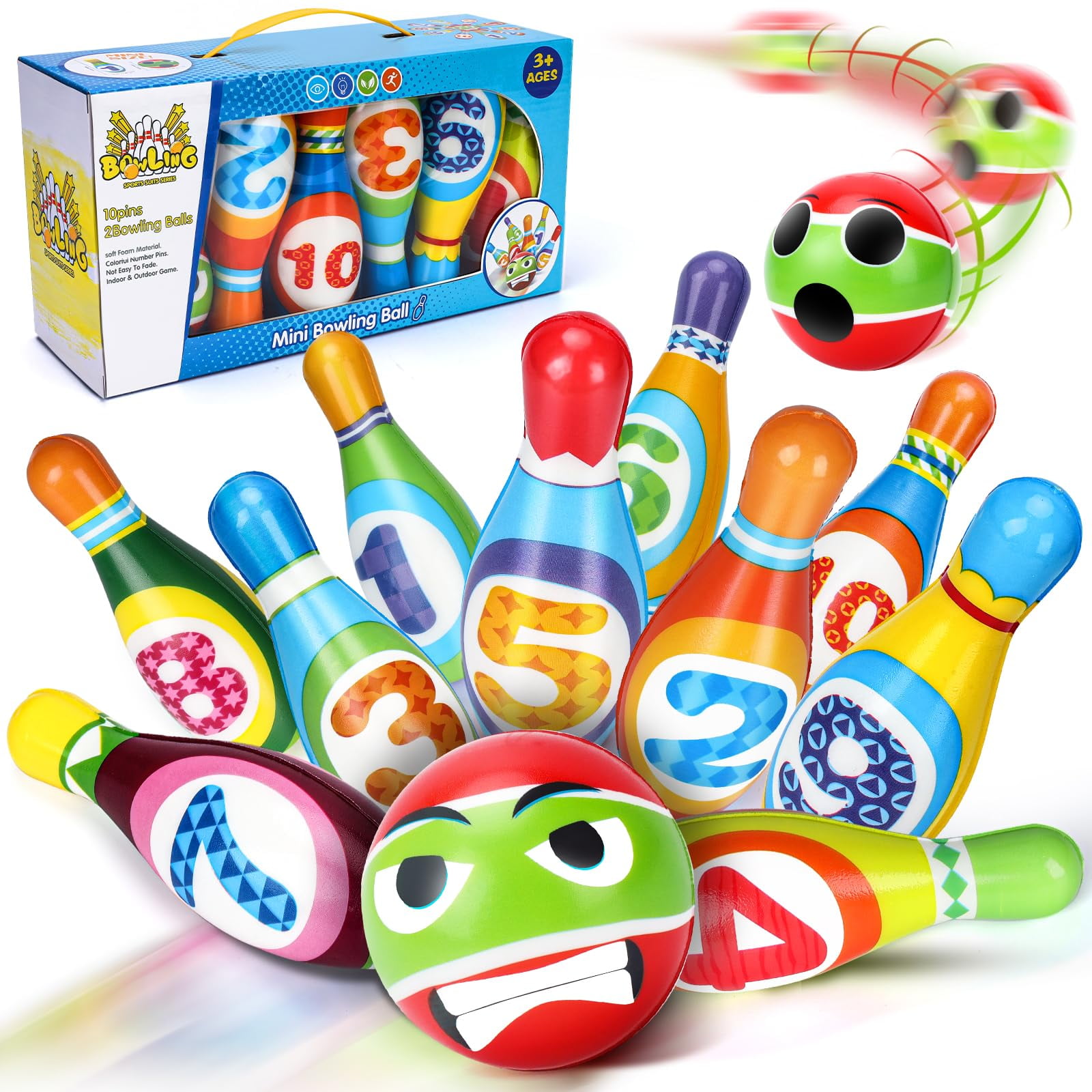 Educational Bowling Set for Kids 2-6, Toddler Gifts, Montessori ...