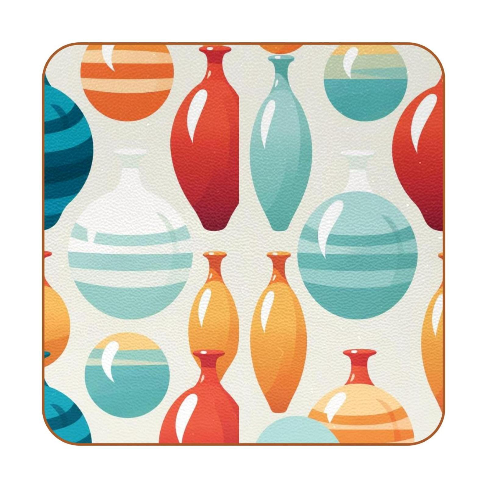 Bowling Set of 6 Square Microfiber Leather Cup Coasters, 10.3x10.3 cm/4 ...