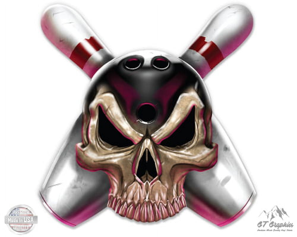 Bowling Skull - 8" Vinyl Sticker - For Car Laptop I-Pad - Waterproof ...