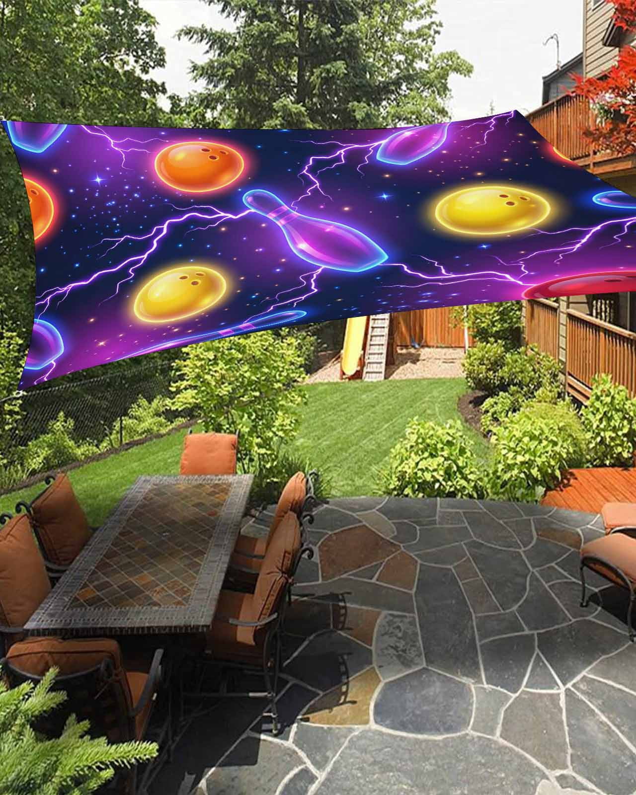 Bowling Sun Shade Sail 8'X10' Purple Yellow Red Bowling Balls Bottles ...