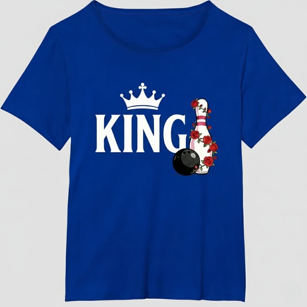 Bowling T-Shirt for Men Funny Cute King Couples Bowler Gift T-Shirt ...