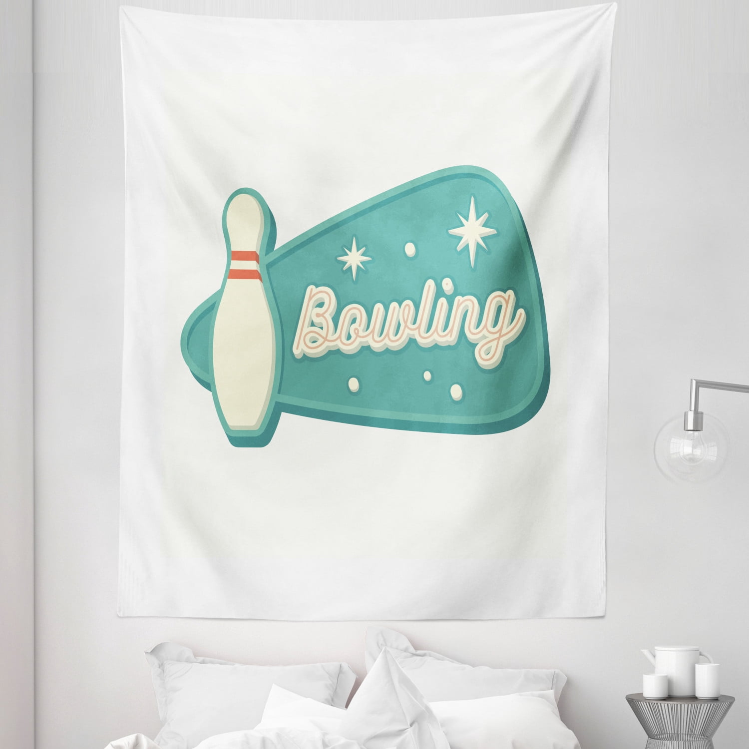 Bowling Tapestry, Vintage Design in Traditional American Style Hobby ...