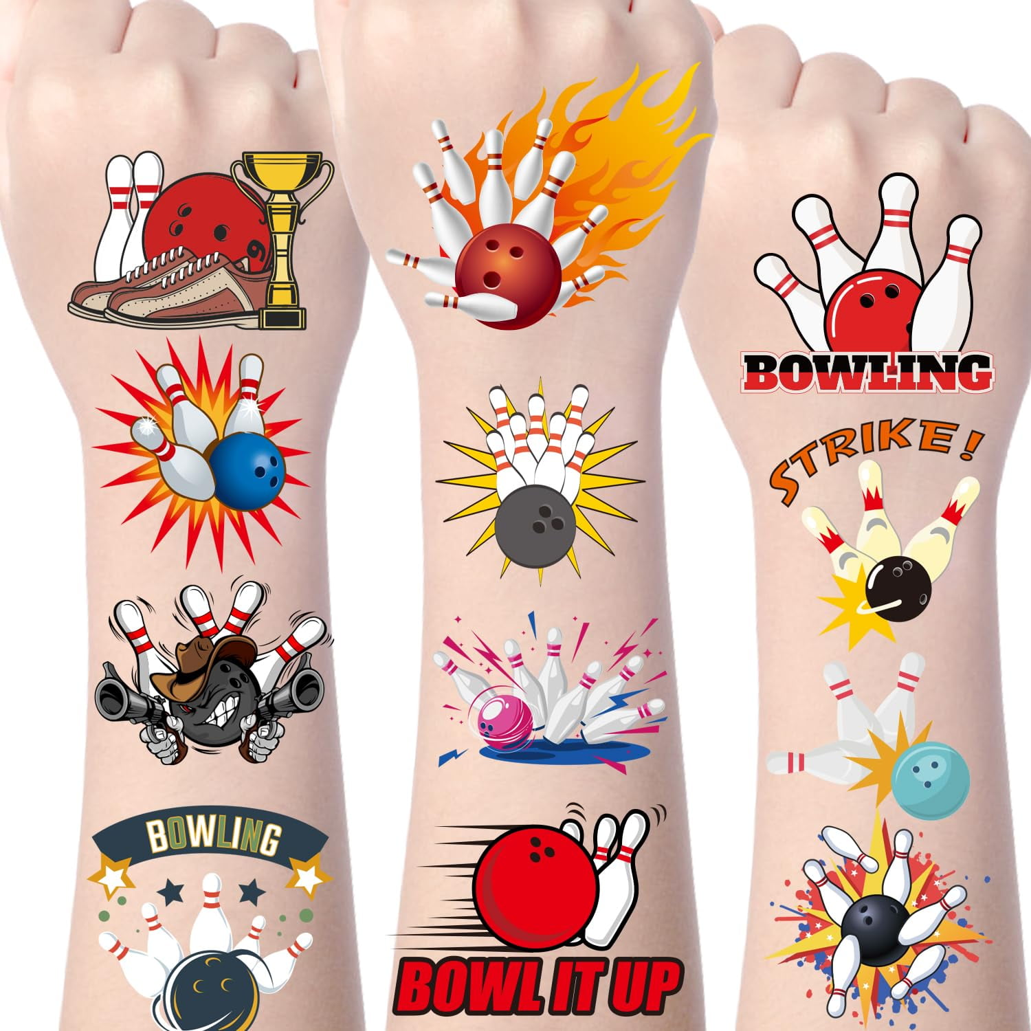 Bowling Temporary Tattoos Kids - 200+ Bowling Birthday Party Supplies ...
