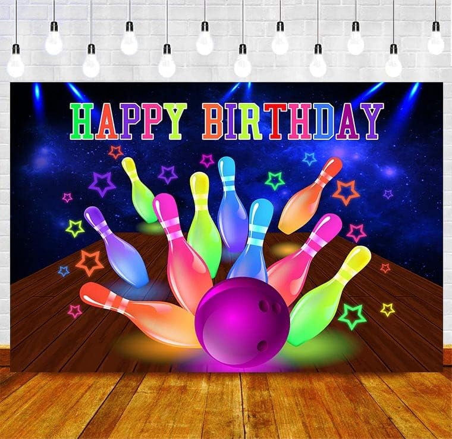 Bowling Theme Backdrop 7x5ft Colored Bowling Cup Banners Decorate ...