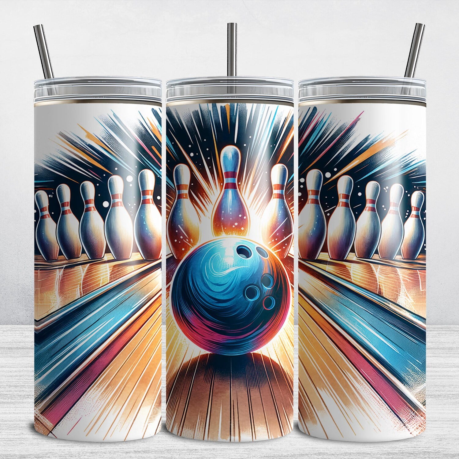 Bowling Tumbler , Ball and Pins , 20 oz Skinny Tumbler Sublimation ...