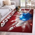 Bowling Washable Area Rug 3x5 Vintage Bowling Bottles Ball Red ...