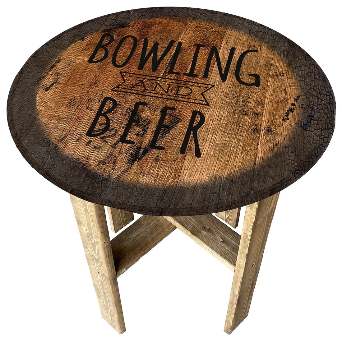 Bowling and Beer Beer Gift Farmhouse Rustic Round Whiskey Barrel End ...